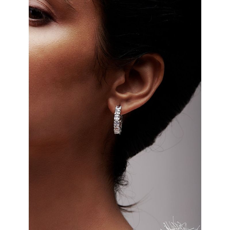 Buy MISS JO Square Shaped Solitaire Hoop Earrings Online