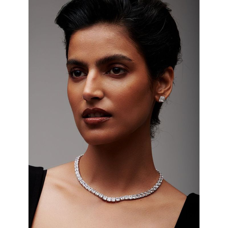 Buy MISS JO Square Shaped Solitaire Necklace Online