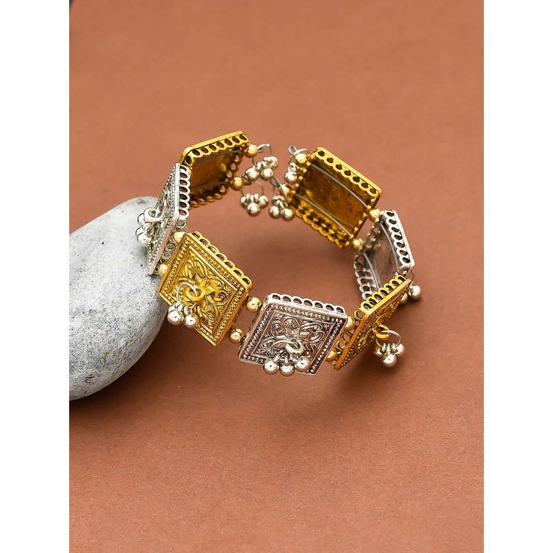 Buy Silvermerc Designs Ethnic Broad Adjustable Circular Cuff Online