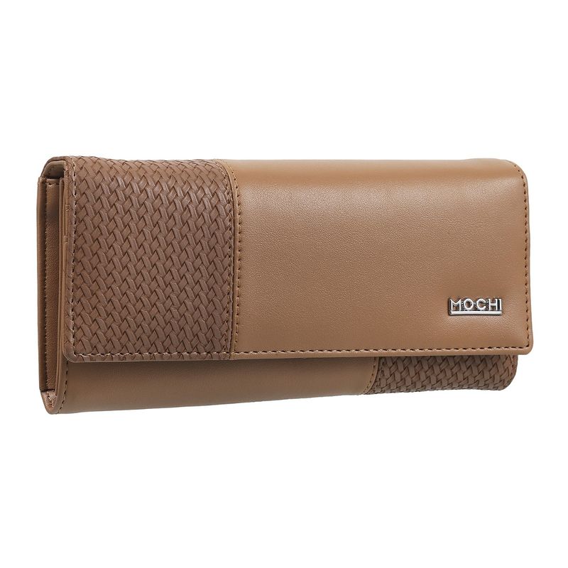 Buy Mochi Solid-Plain Brown Wallet Online