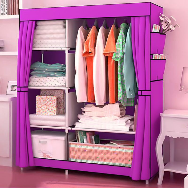 Buy Kuber Industries Foldable Wardrobe for Clothes 4 Shelves Almirah ...