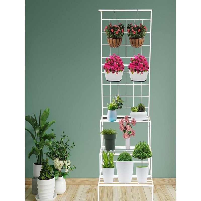 Buy Ecofynd 3 Tier White Metal Plant Stand Online