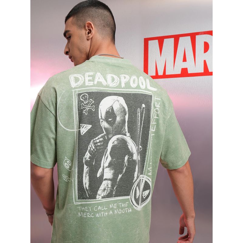Buy HIGHLANDER Men Deadpool Green Crew Neck Oversized Drop Shoulder T ...