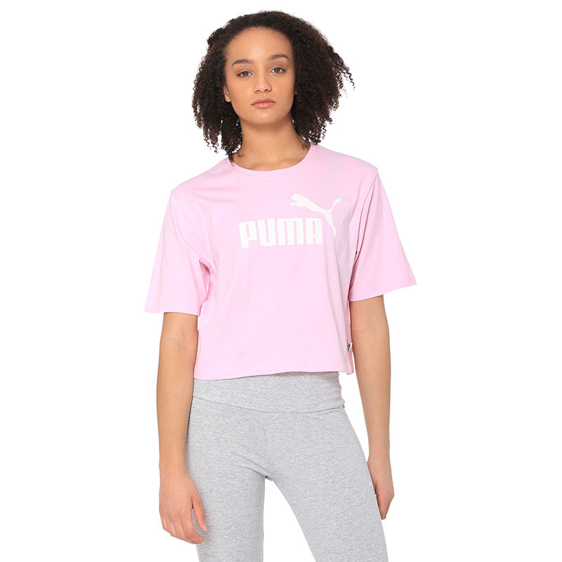 Buy Puma ESS+ Cropped Logo Tee Pale Pink Online