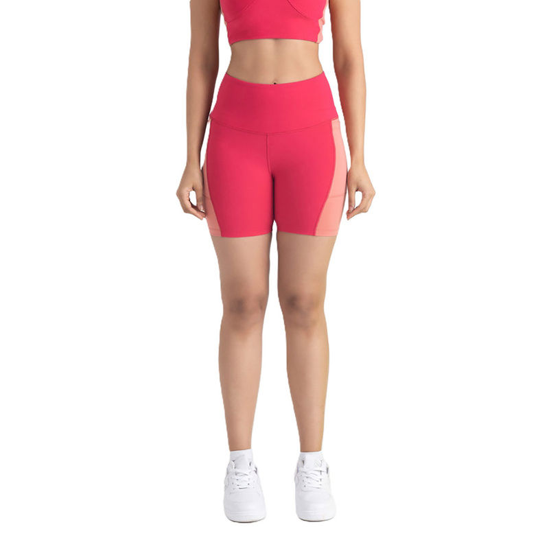 Buy Hunnit Epic Pop High Waist Stretchable Active Shorts with 2 Side ...