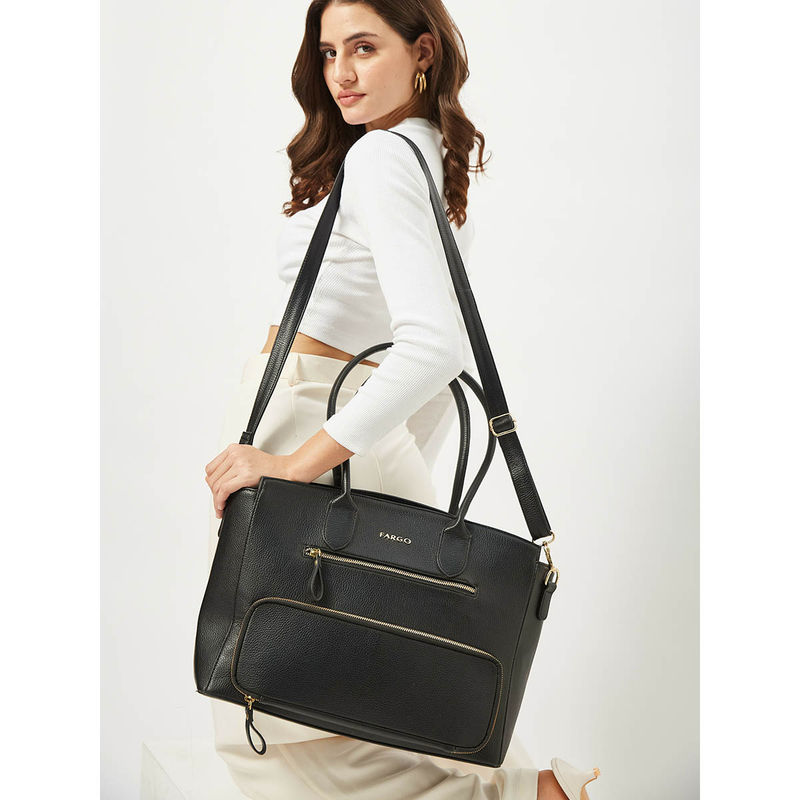 Buy FARGO Ornate Black Tote Bag with Detachable Strap (S) Online
