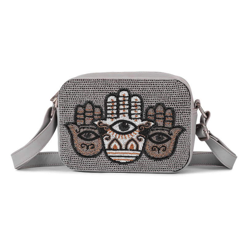 Buy The Purple Sack Grey Humsa Sling Bag Online