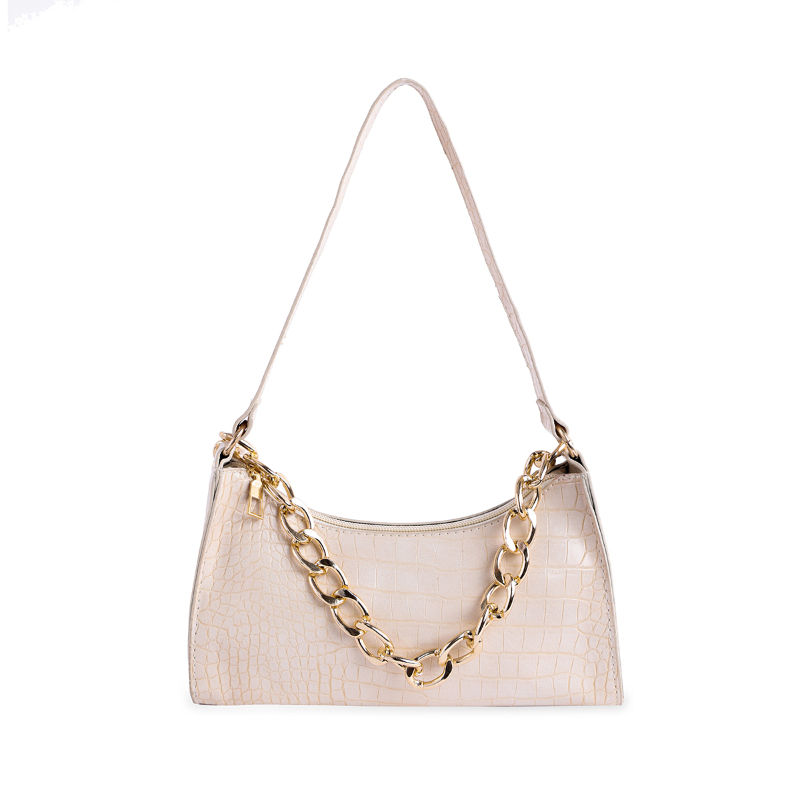 NUFA Croc Chunky Chain Cream Baguette Bag: Buy NUFA Croc Chunky Chain ...