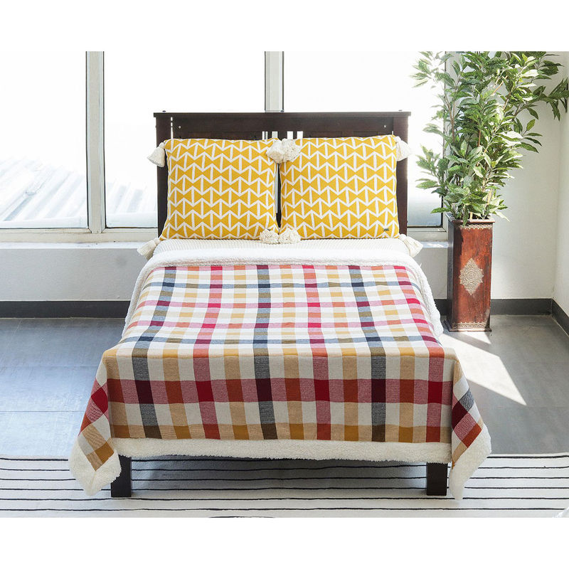 Buy PLUCHI Colour Vibe Multicolour Cotton Knitted Single Bed Blanket ...