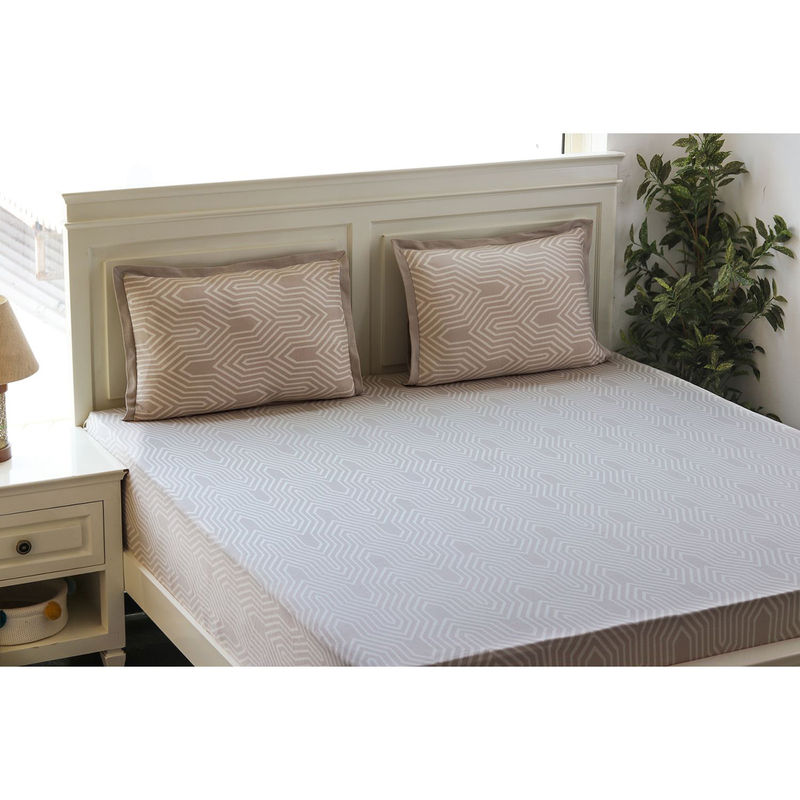 Buy PLUCHI Graham Pale Wish per King Size Double Bed Fitted Sheet with ...