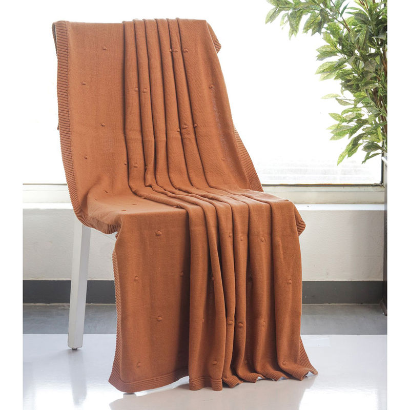 Buy PLUCHI Bubble Cashew Mustard Pure Cotton Knitted All Season Ac ...