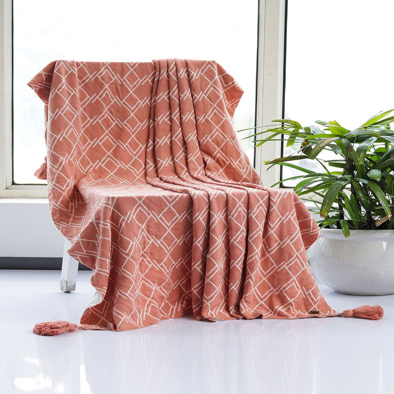 Buy PLUCHI Gianna Dusty Coral and Natural Cotton Knitted All Season AC ...