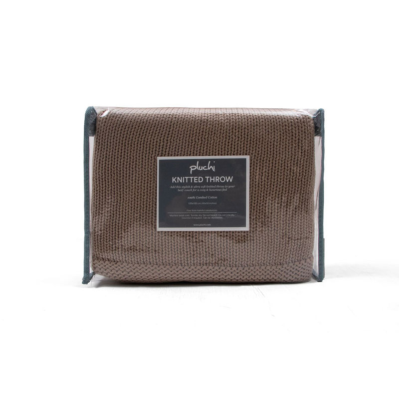 Buy PLUCHI Chunky Jersey Stone Color Cotton Knitted All Season AC Throw ...