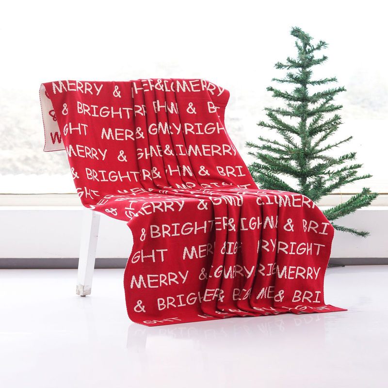 Buy PLUCHI Merry and Bright Red Cotton Knitted All Season AC Throw ...