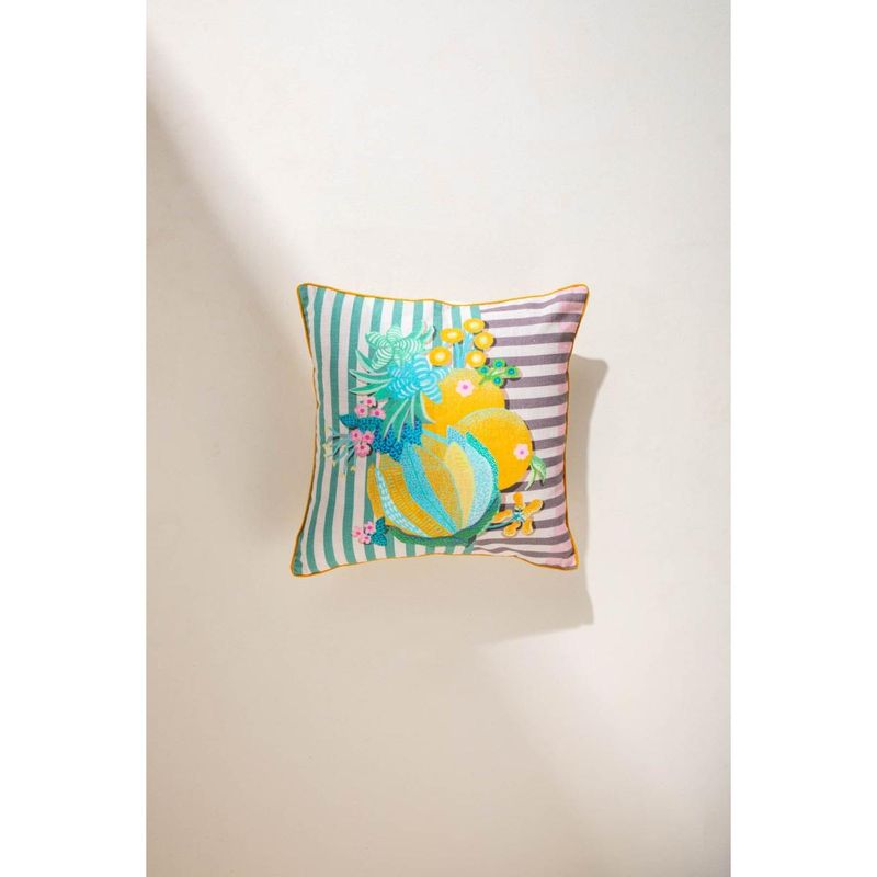 Buy Freedom Tree Keora Stripers Cotton Slub Multi-Color Cushion Cover ...