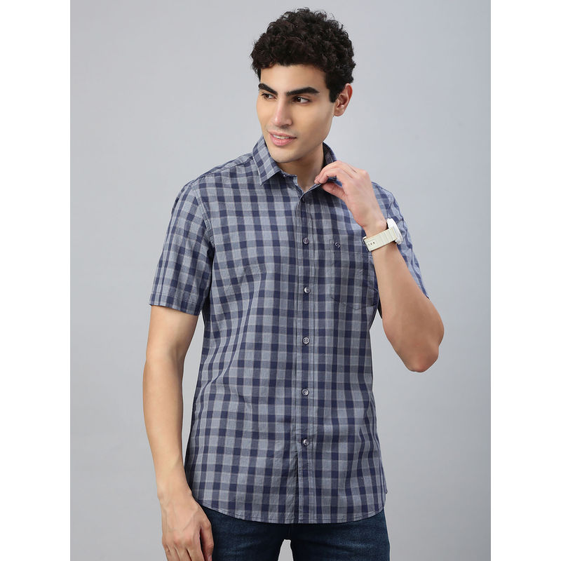 Buy Classic Polo Blue Checks Slim Fit Shirt Online