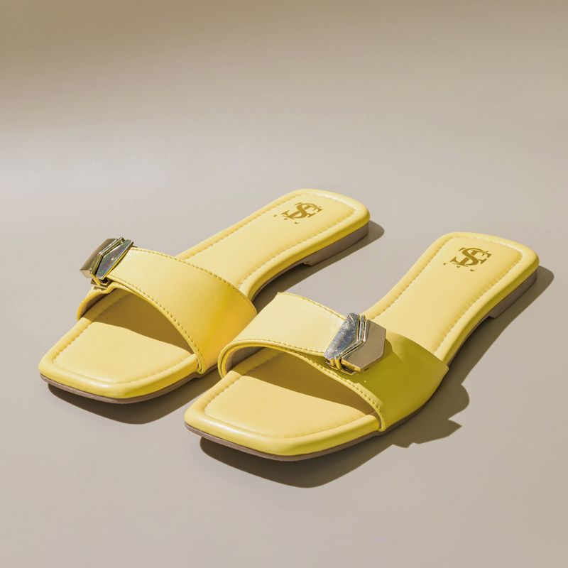 Shoe that fits you Stfy Solid Yellow Sliders: Buy Shoe that fits you ...
