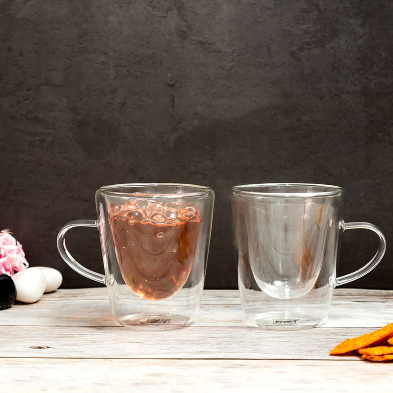 Buy EZ Life Borosilicate Double Wall Glass Tea - Coffee Mug with Handle ...
