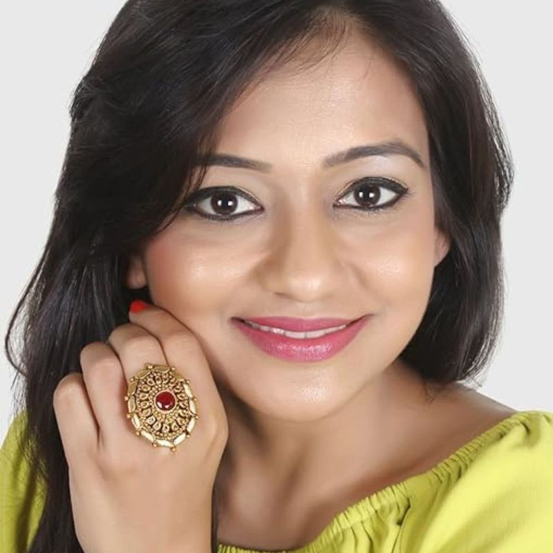 Buy Accessher Gold Plated Antique Jewellery Ruby Stone Finger Ring for ...