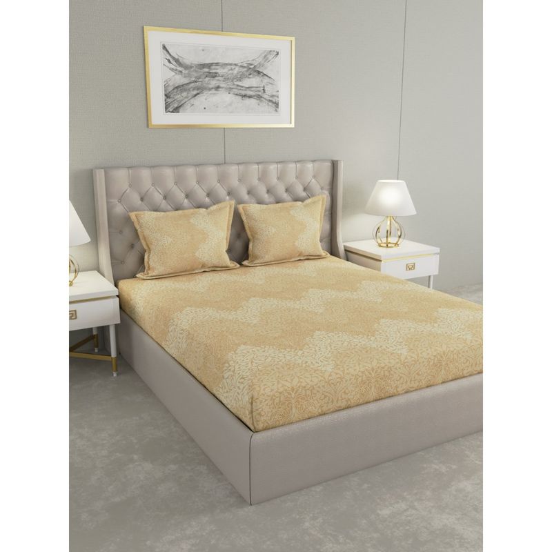 RAYMOND HOME 104 TC Cotton Brown Double Bedsheet With 2 Pillow Covers ...