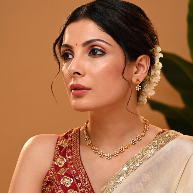 Buy Vriksham Gold Plated Stone Studded With Laxmi Jewellery Set (Set of ...