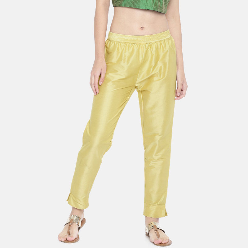 Buy Go Colors Light Gold Metallic Pants (S) Online