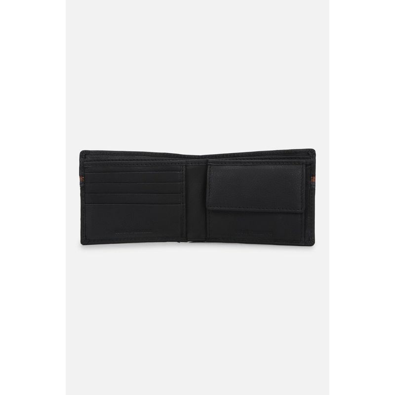 Buy Louis Philippe Men Black Stripe Leather Wallet Online