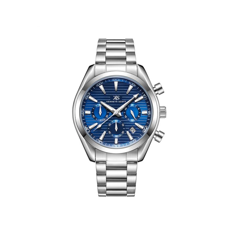 Buy Kenneth Scott Men's Chrono & Multi Function Dark Blue Dial Watch ...