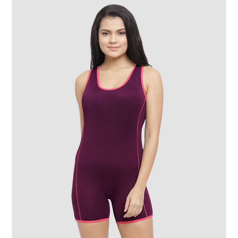 N-Gal Solid Padded Romper Style OnePiece Swimsuits - Maroon: Buy N-Gal ...