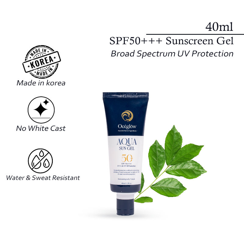 Buy Oceglow SPF50 PA+++ Aqua Sunscreen Gel Red With Red Algae Anti Acne ...