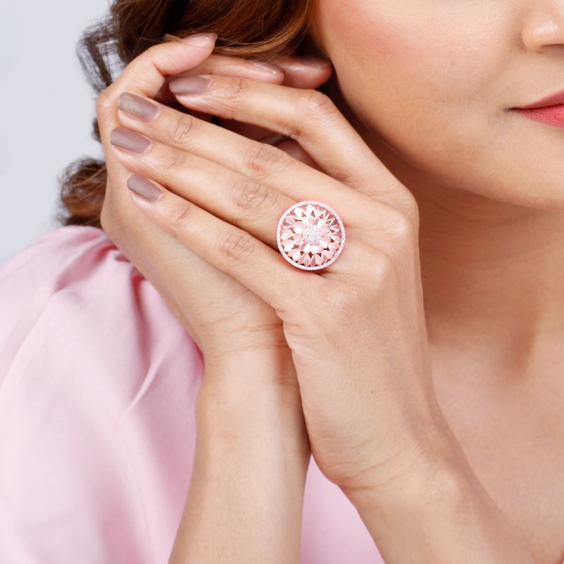 Buy GIVA Sterling Silver Rose Gold Gerbera Ring for Womens and Girls Online