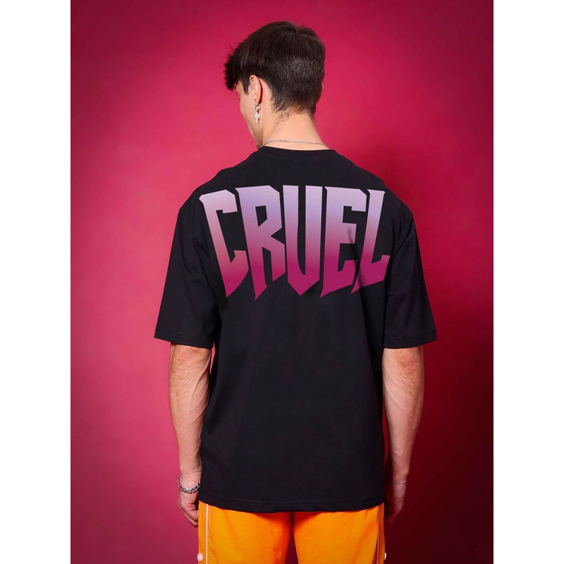 Buy WEARDUDS Cruel Oversized Graphic Printed T-Shirt -Black Online