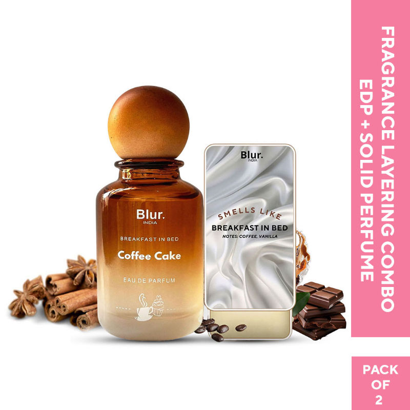Buy BLUR India Layering Combo Coffee Cake EDP + Breakfast In Bed Solid ...