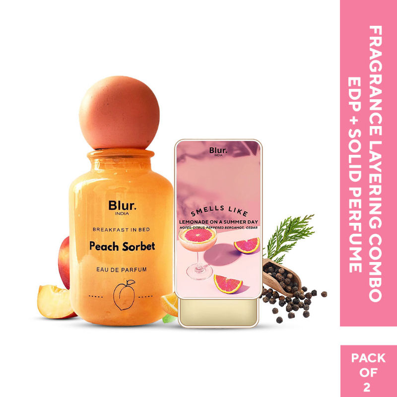 Buy BLUR India Layering Combo Peach Sorbet EDP + Lemonade Solid Perfume ...