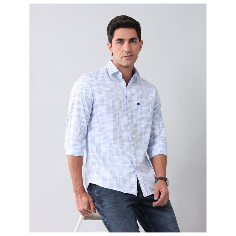 Buy AD By Arvind Modern Slim Fit Twill Shirt Blue Online