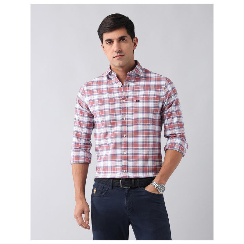 Buy AD By Arvind Modern Slim Fit Stretch Oxford Shirt Red Online