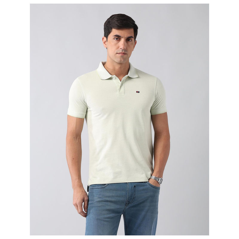 Buy AD By Arvind Modern Slim Fit Solid Polo T-Shirt Green Online
