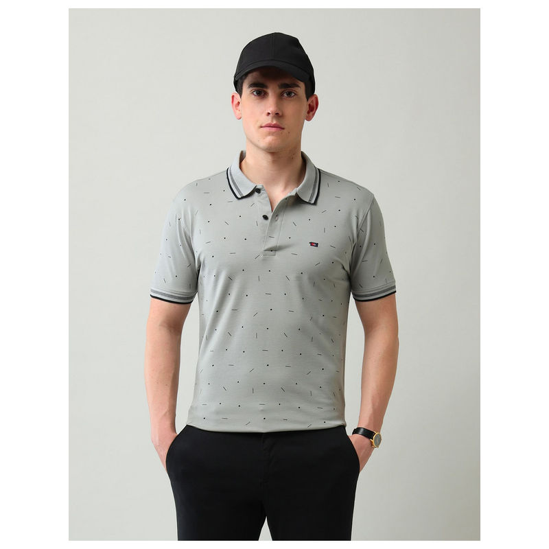 Buy AD By Arvind Modern Slim Fit Printed Polo T-Shirt Grey Online