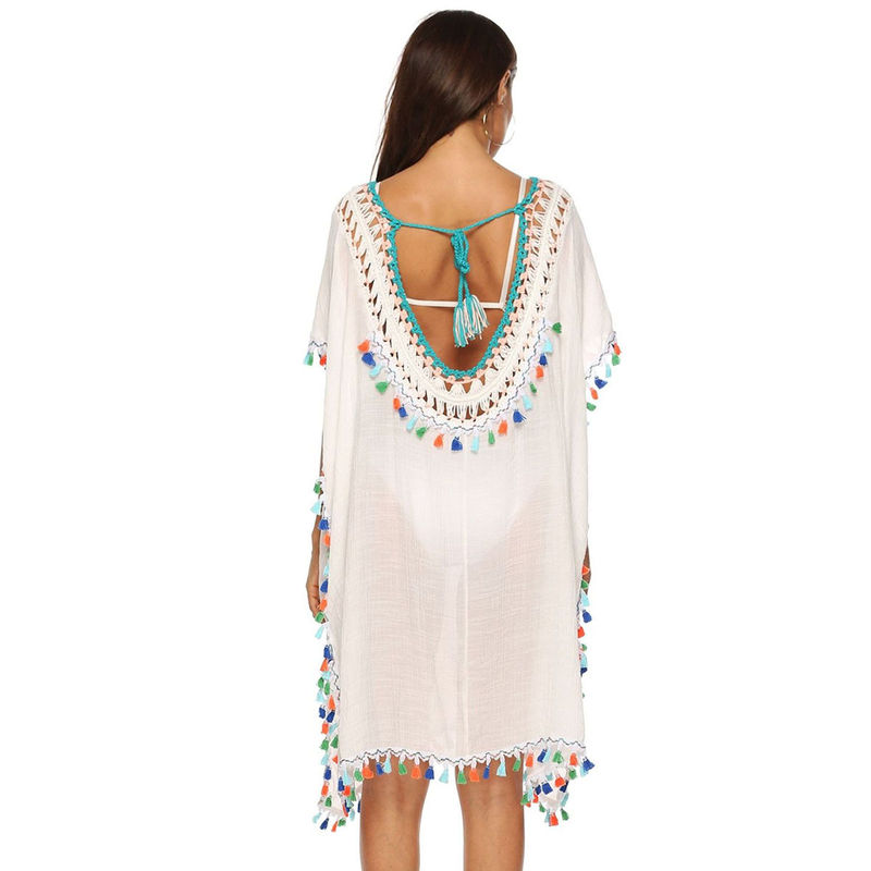 Buy Addery Crochet Tassel Lace Cover-Up Sarong Dress Online