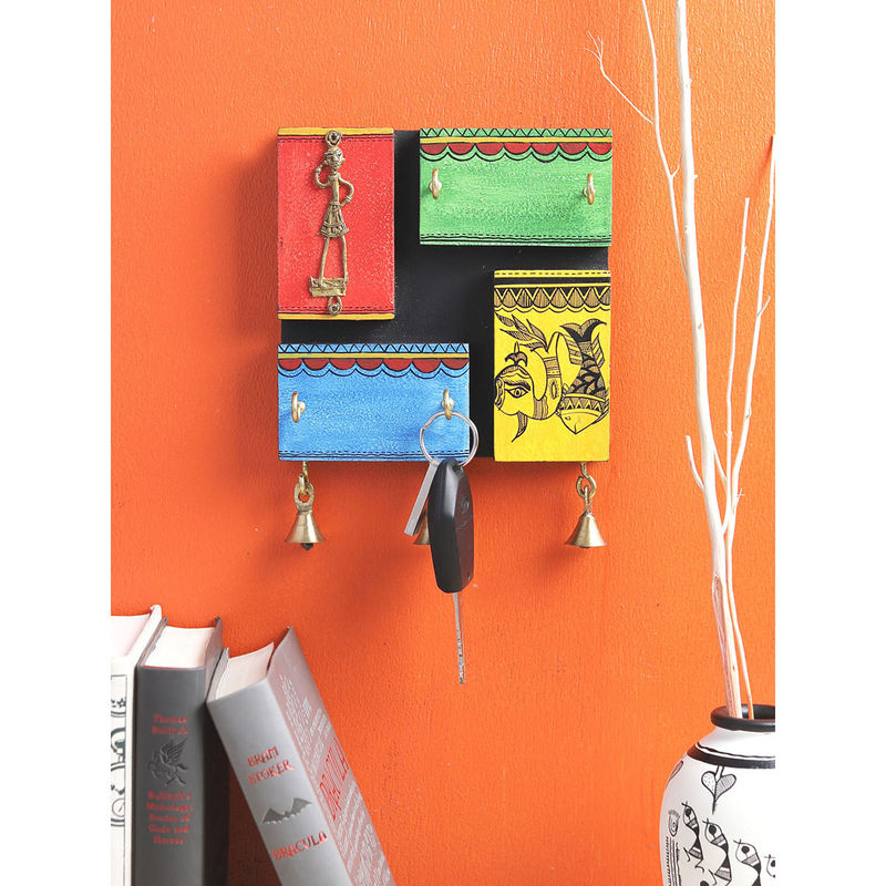 Buy VarEesha Multicolored Wooden Wall Mounting Key Holder with Four ...