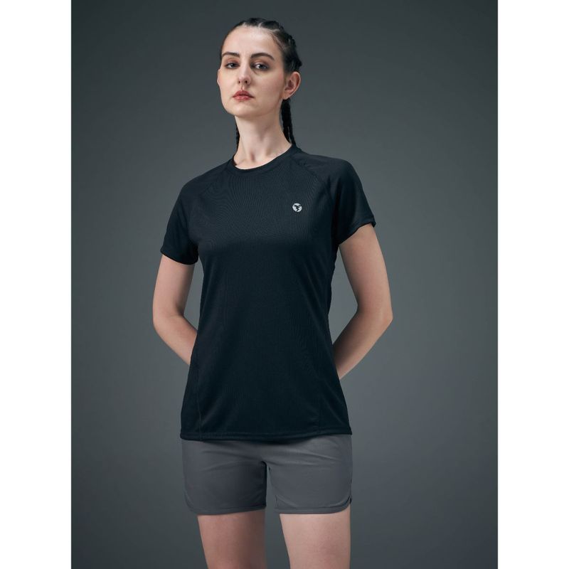 Buy Technosport Women Black Solid Slim Fit Round Neck Techno Cool Sports T-Shirt Online