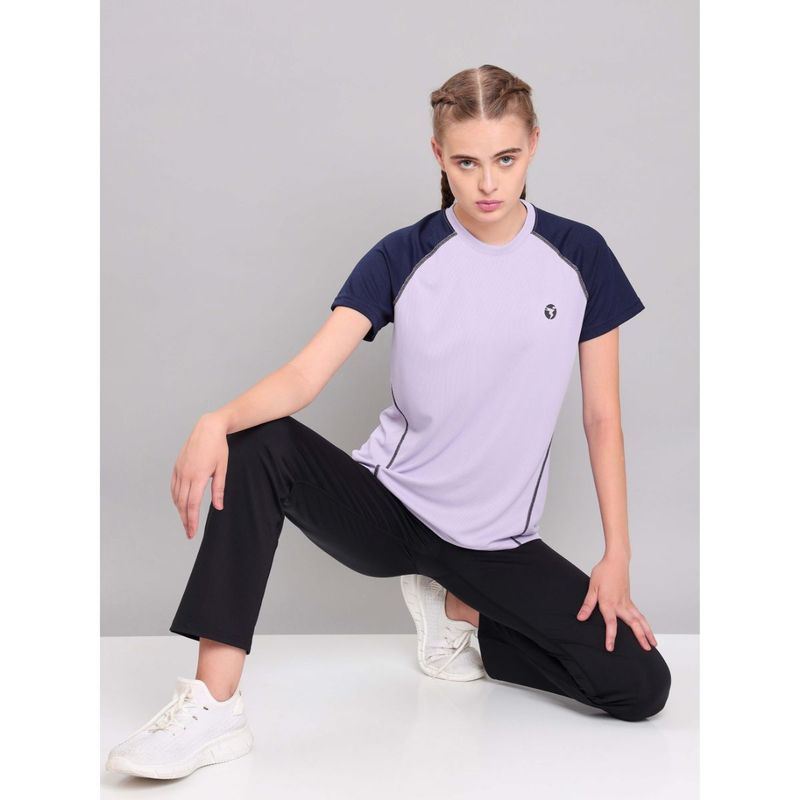 Buy Technosport Women Lavender Colorblock Slim Fit Round Neck Technocool Plus Sport T-Shirt Online