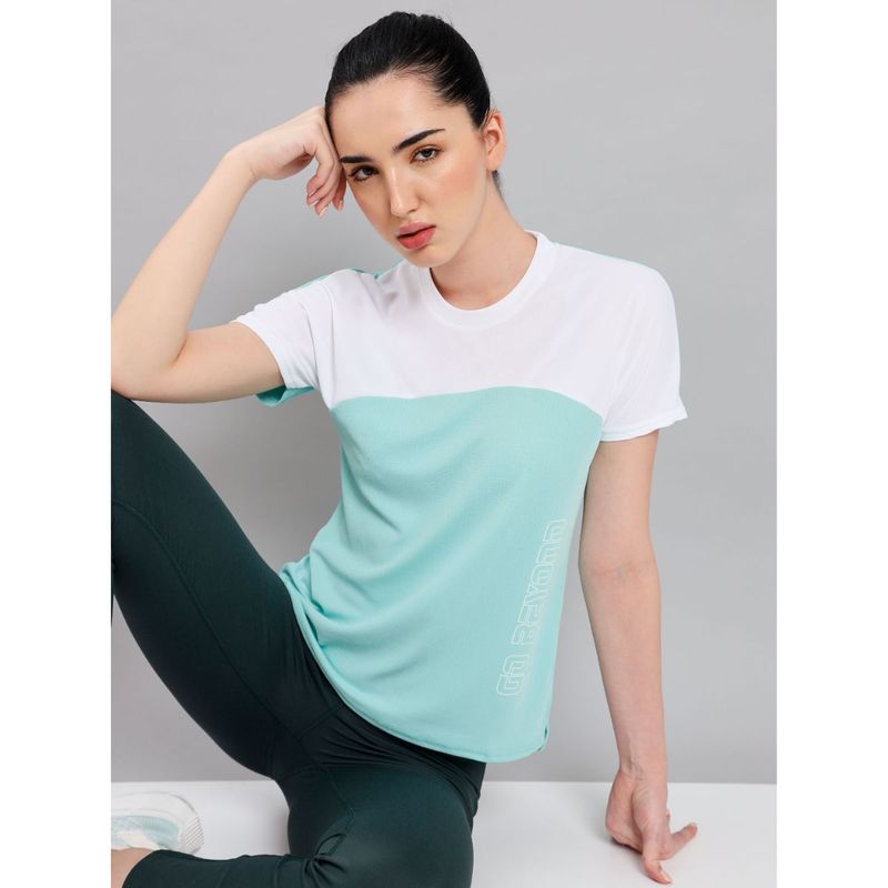 Buy Technosport Women Turquoise Colorblock Slim Fit Round Neck Technocool Plus Sport T-Shirt Online