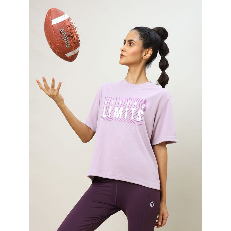 Buy Technosport Women Purple Printed Boxy Fit Round Neck Technocool Plus Sport T-Shirt Online