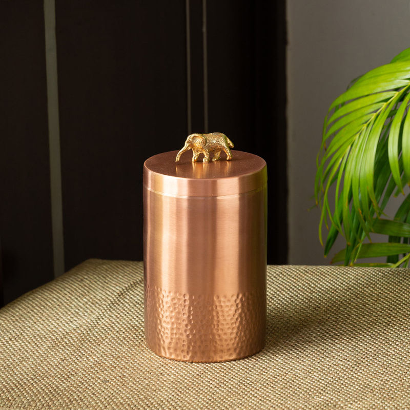 ExclusiveLane Tuskered Glory Copper Container With Lid (Non-airtight ...