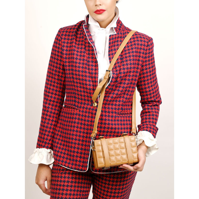 Buy Odette Tan Brown Suave Boxy Clutch Online