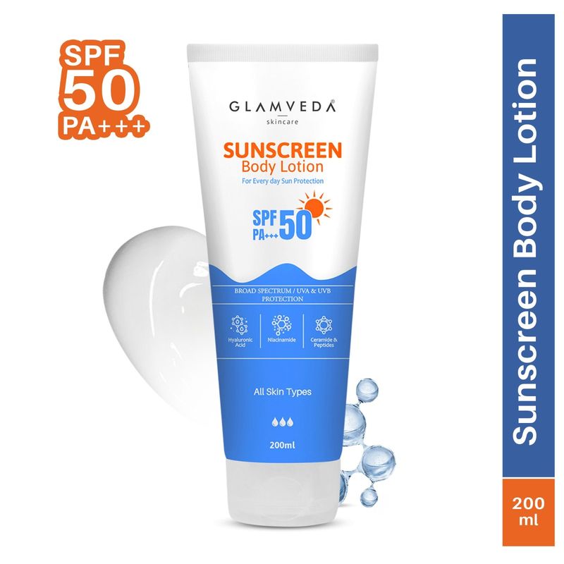 Buy Glamveda Sunscreen SPF 50 PA+++ Body Lotion With Hyaluronic Acid ...