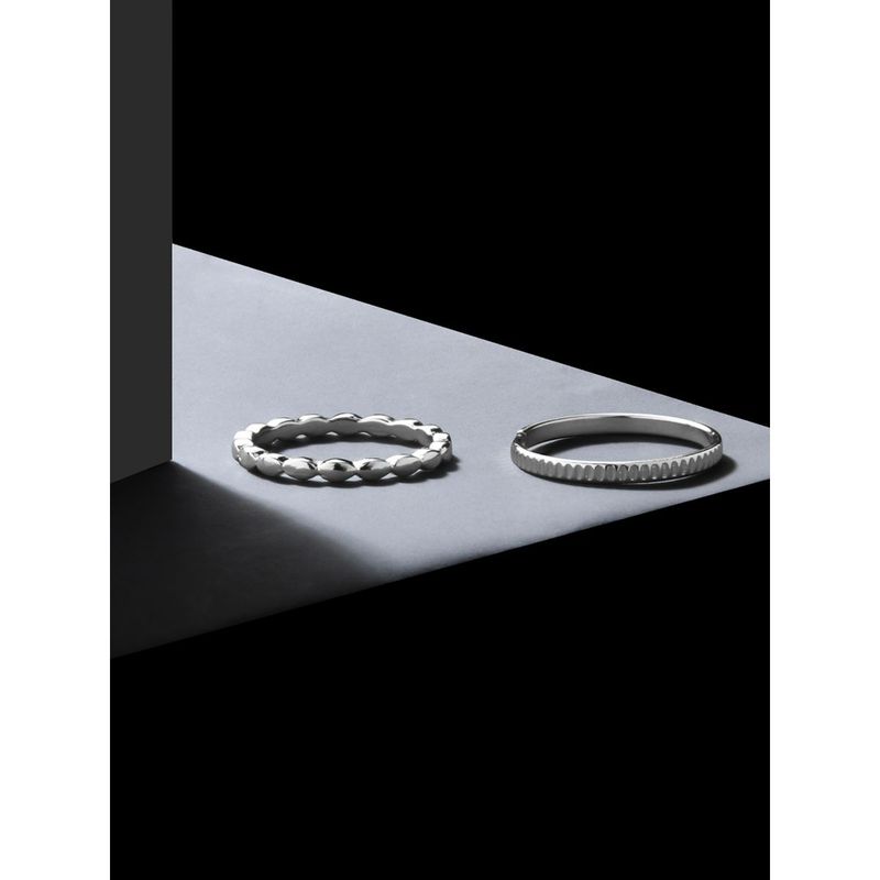 Buy Accessorize London Women's silverSet of 2 Textured Skinny Ring Pack ...