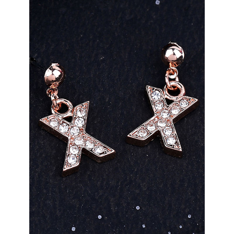 Buy Estele Rose Gold Plated Magnificent Medium X Letter Earrings with ...