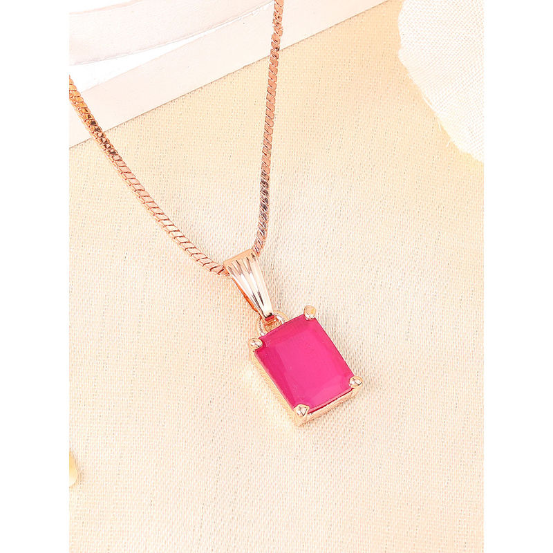 Buy Estele Rose Gold Plated Cz Classy Ruby Red Solitaire Studded ...